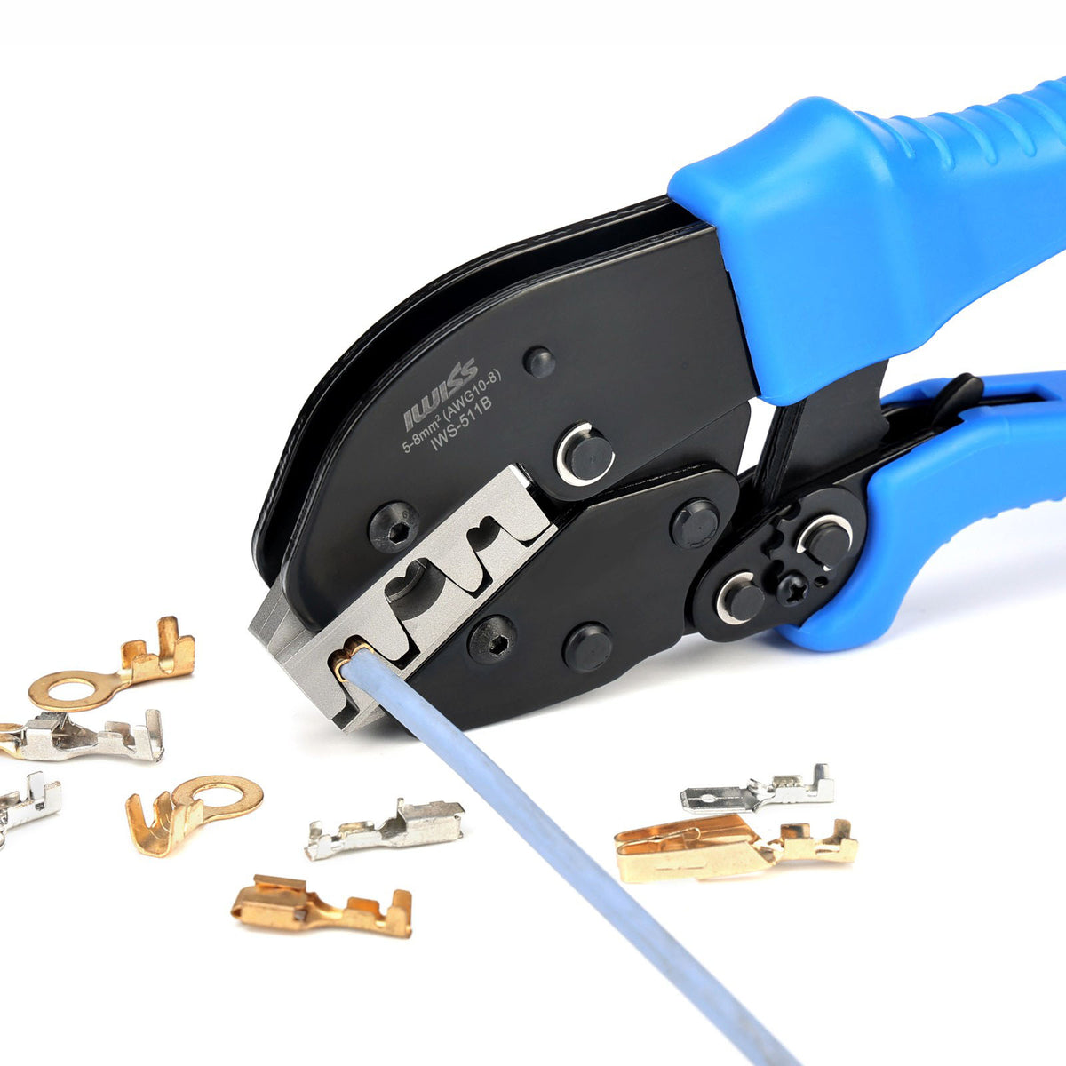 IWS-511B Dual Step Medium Duty Open Barrel Terminal Crimper — IWISS TOOLS