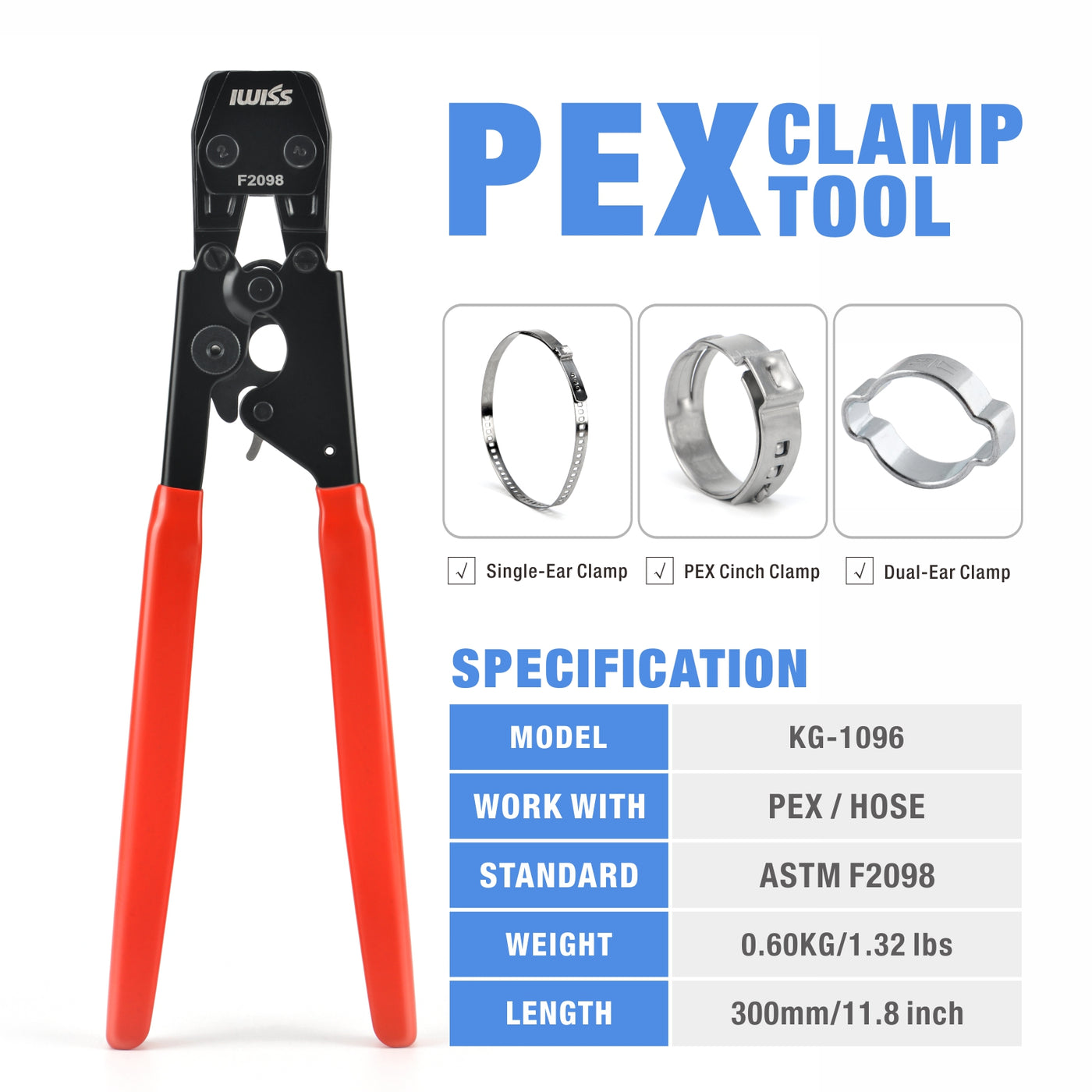 KG-1096 KIT PEX Pipe Clamp Cinch Tool Crimping Tool — IWISS TOOLS