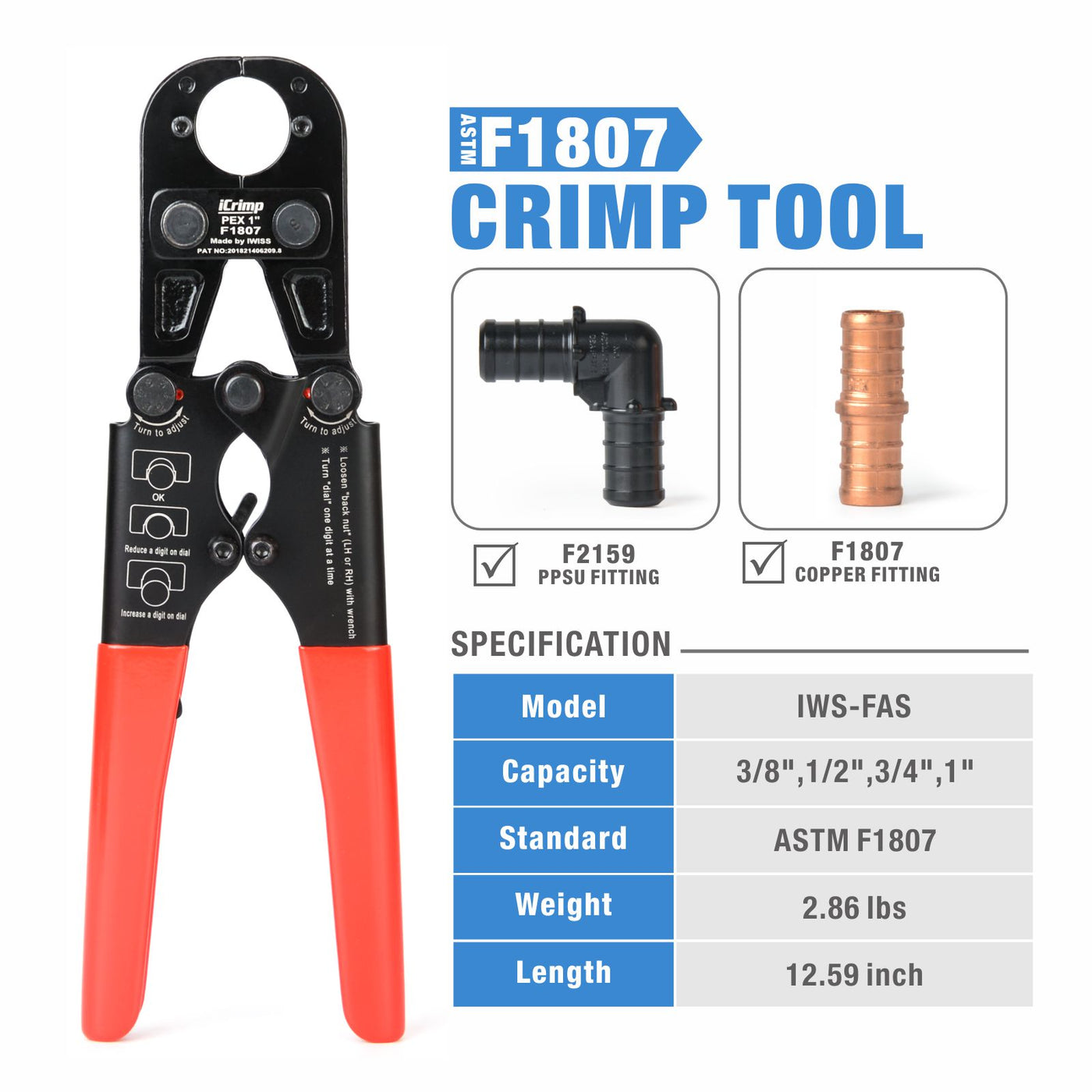 IWS-FAS PEX Crimping Tool Kit for Pex Copper Crimp Rings — IWISS TOOLS