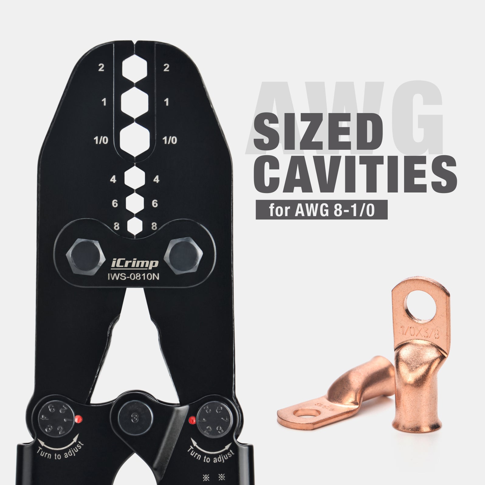 Battery Cable Terminal Lug Crimping Tool for 8-1/0 AWG Electrical ...