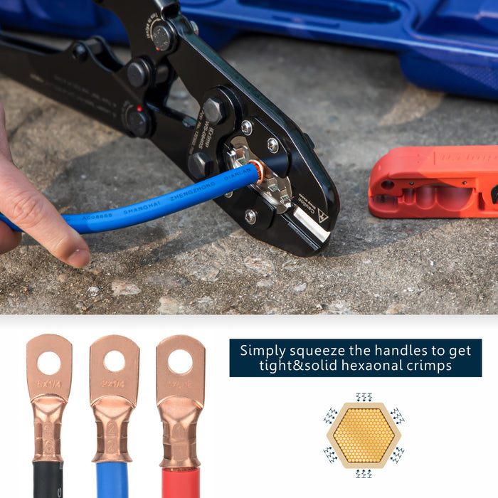 Battery Crimper ICrimp Battery Cable Crimping Tool - For 8 To 1/0 AWG Copper Lugs With Hexagonal ...